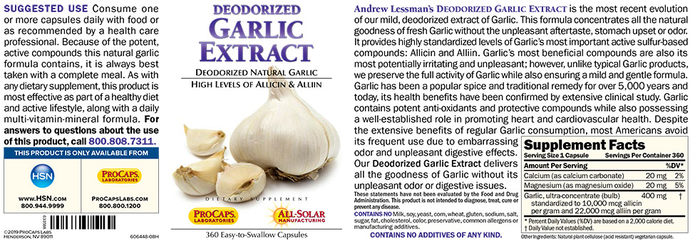 Garlic Extract - 60 Capsules - 8816643 | HSN