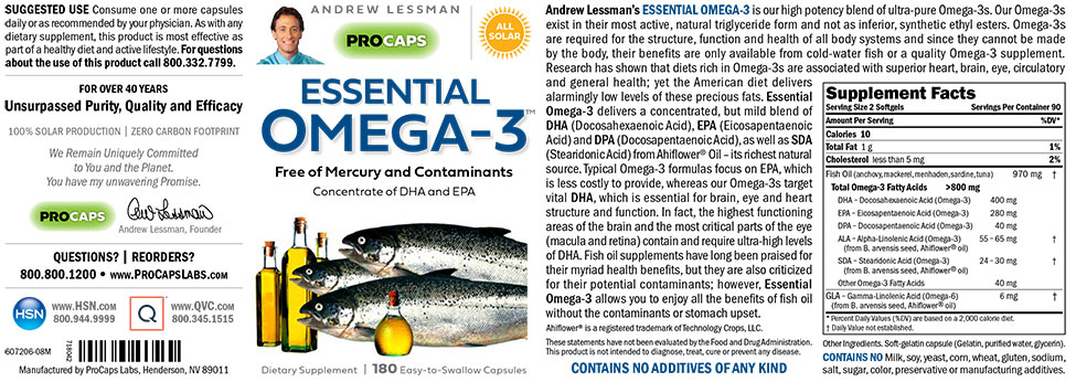 Essential Omega-3 - Unflavored - 60 Capsules - 9580416 | HSN