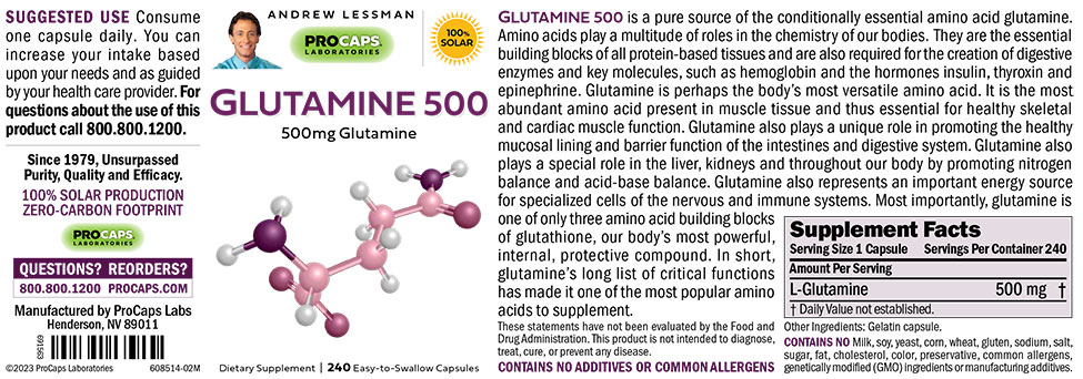 Glutamine 500 - 240 Capsules - 9309830 | HSN