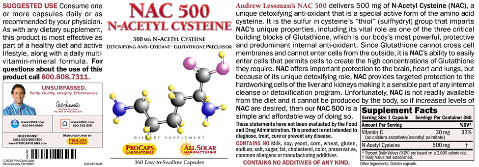NAC-500 N-Acetyl Cysteine - 10043565 | HSN