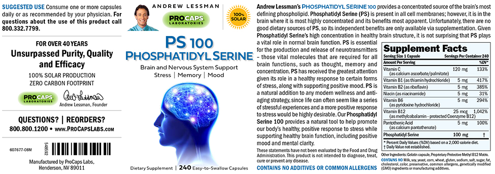 PS 100 Phosphatidyl Serine - 60 Capsules - 8385348 | HSN