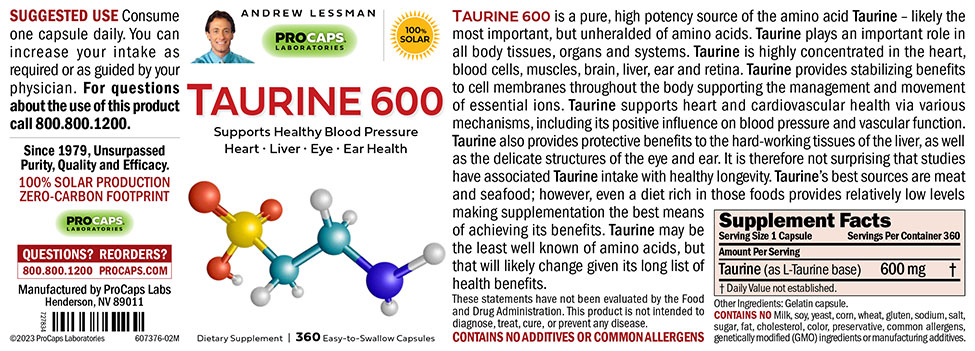 Taurine - 360 Capsules - 9701998 | HSN