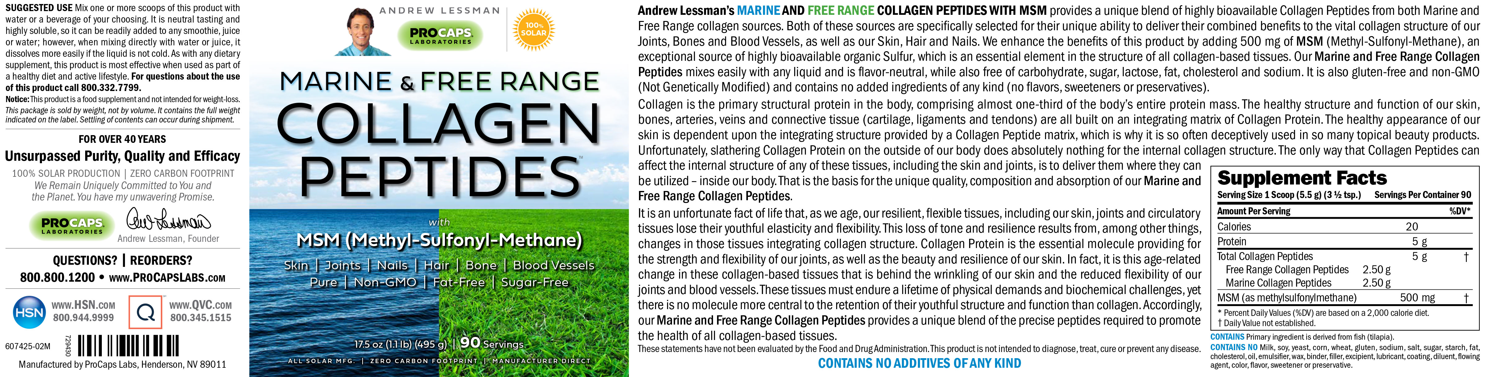 Marine and Free Range Collagen Peptides with MSM - 30 Servings ...