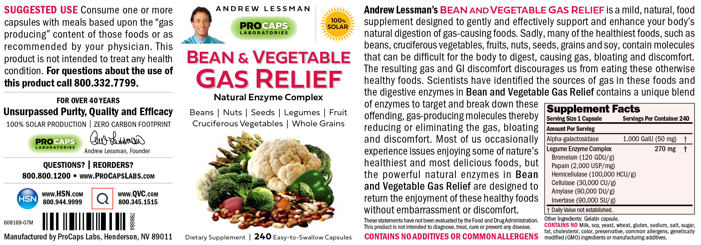 Bean and Vegetable Gas Relief - 120 Capsules - 20328414 | HSN