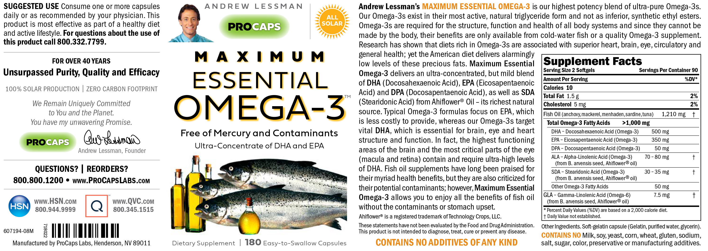 Maximum Essential Omega-3 Unflavored - 180 Capsules - 9580411 | HSN