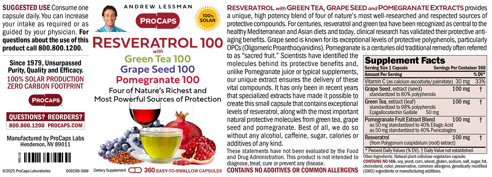 Andrew Lessman Resveratrol-Green Tea-Grape Seed-Pomegranate - 360 ...